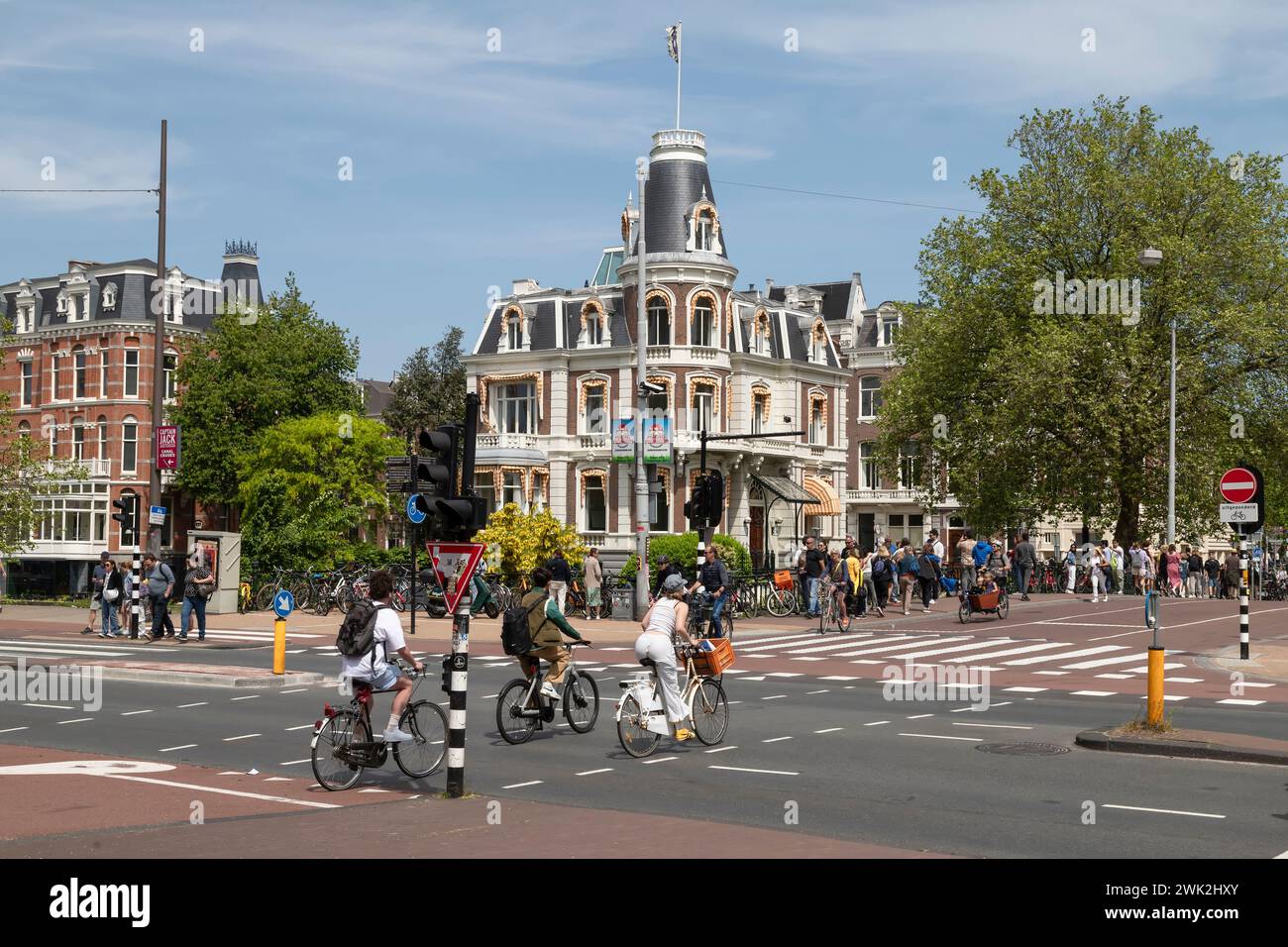 Downtown street traffic intersection pedestrian crossing hi-res stock ...