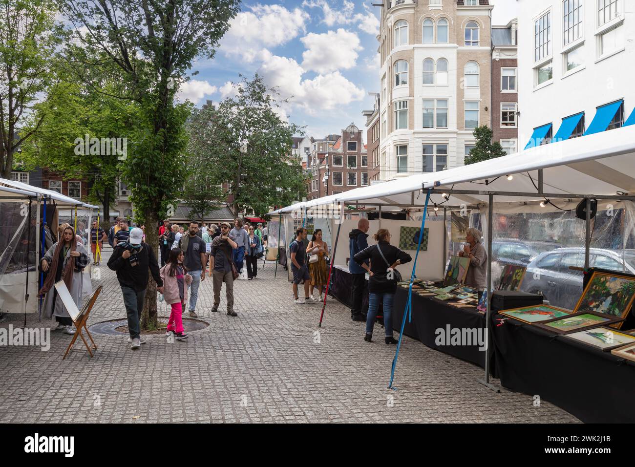 Sunday art market on the Spui in Amsterdam where local artists sell ...