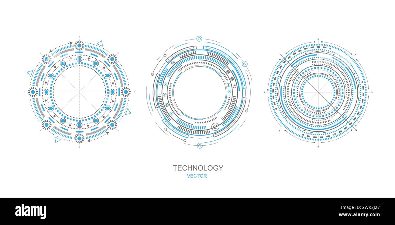 Technical drawing. Hud Futuristic . Electronic interface of the future . Fantastic circle Stock ...