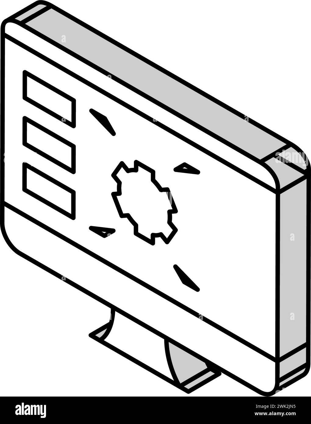 gear characteristics on computer screen isometric icon vector ...