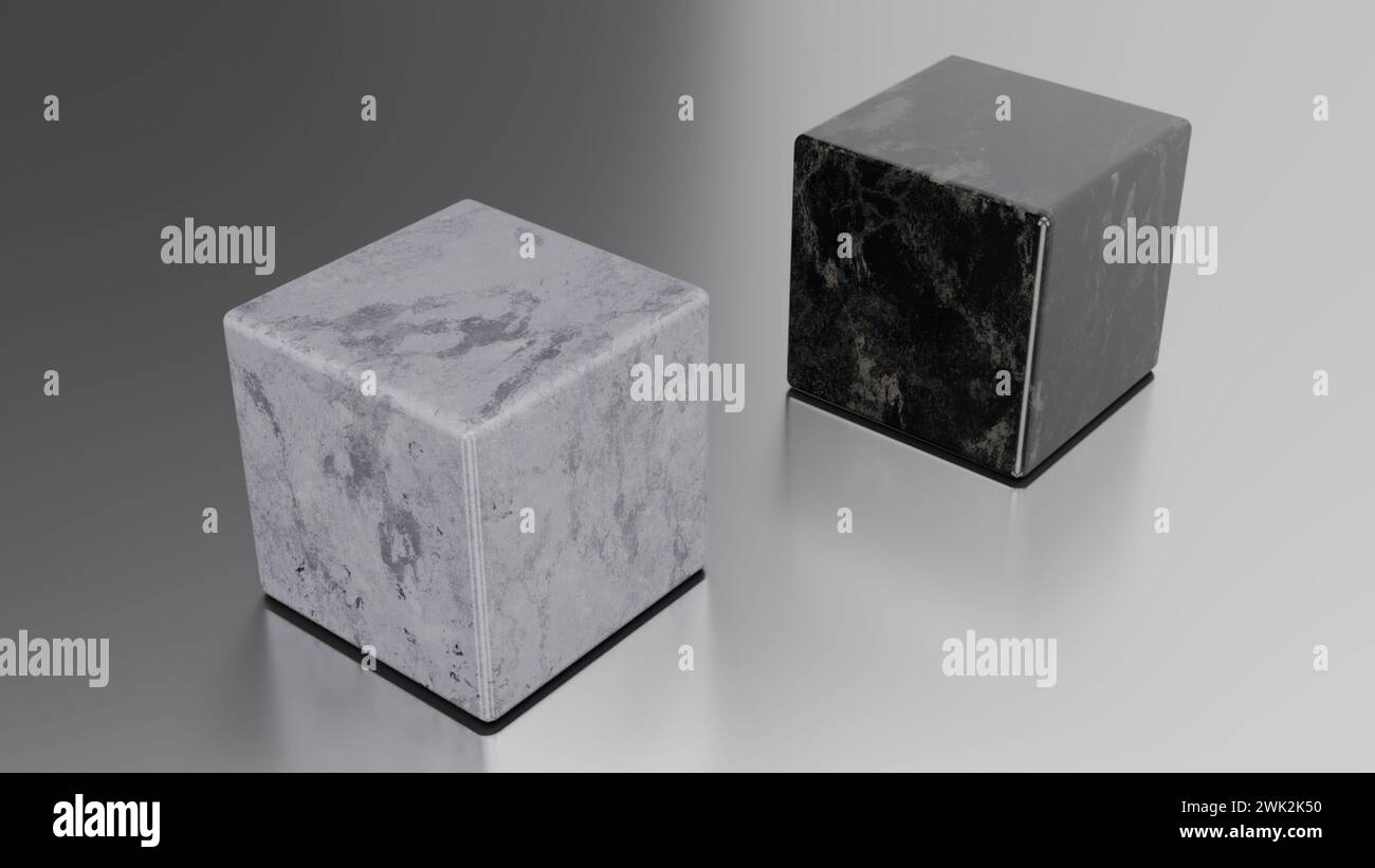 Black and white marbles boxes. Computer generated 3d render Stock Photo - Alamy