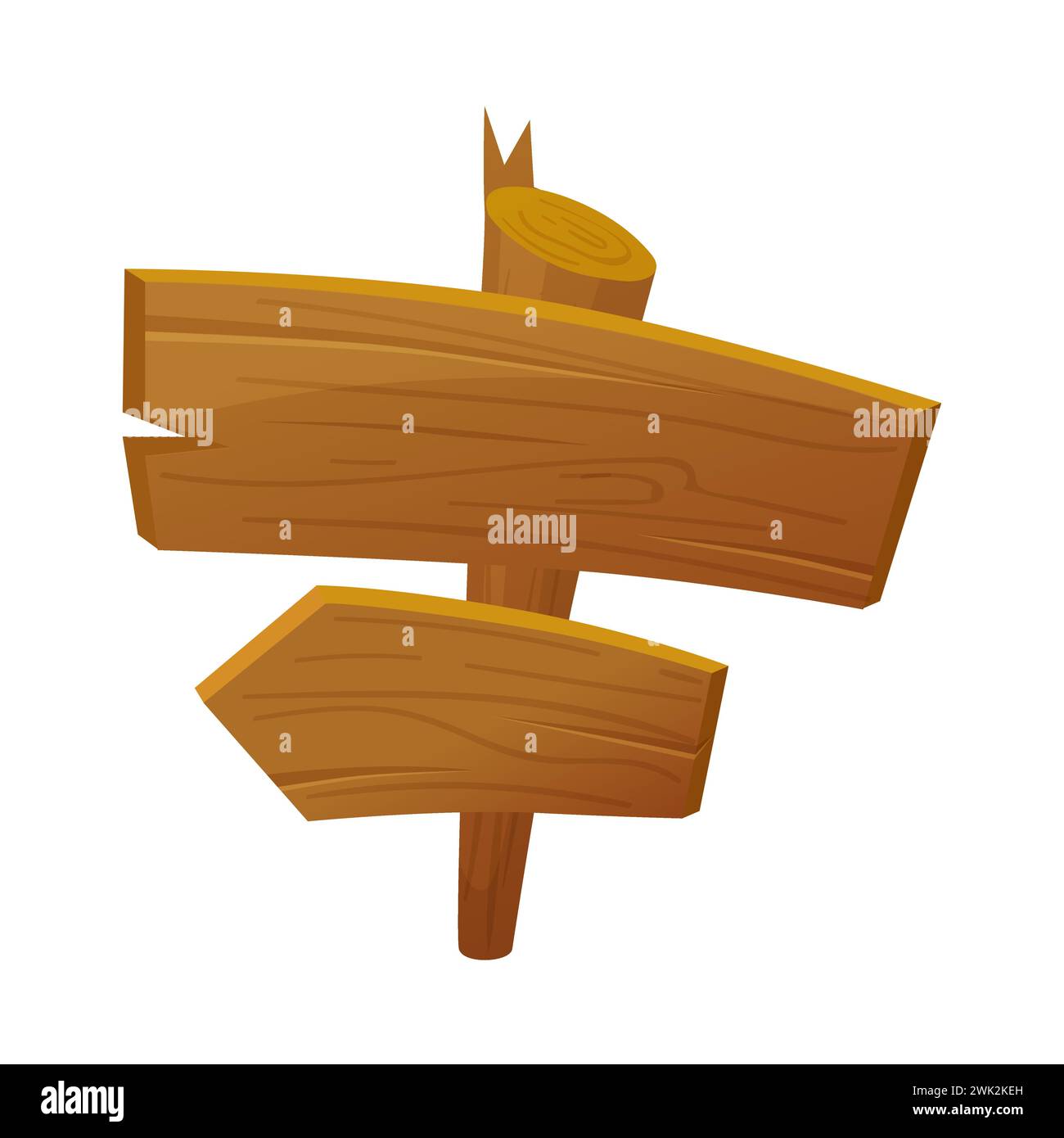 Wooden sign plaque and arrow on stick, vintage signpost on road vector ...