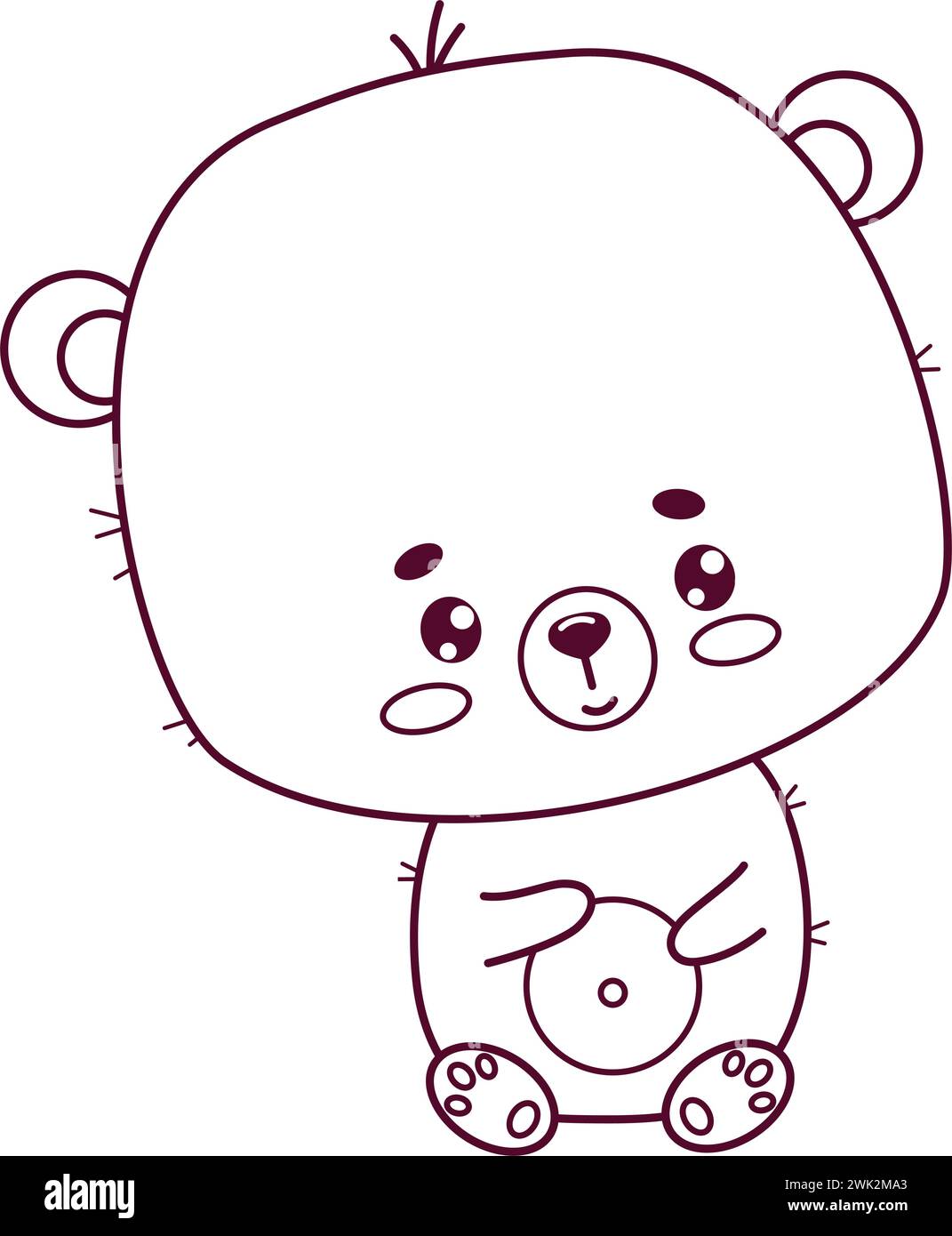 Cute outline bear cub. Funny animal Teddy kawaii character. Vector ...
