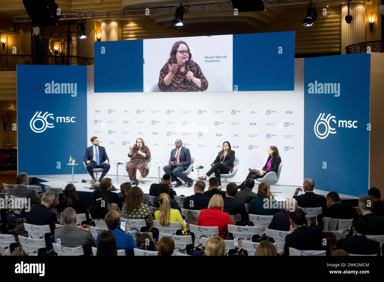 Munich, Germany. 18th Feb, 2024. J.D. Vance (l-r), US Senator, Ricarda ...