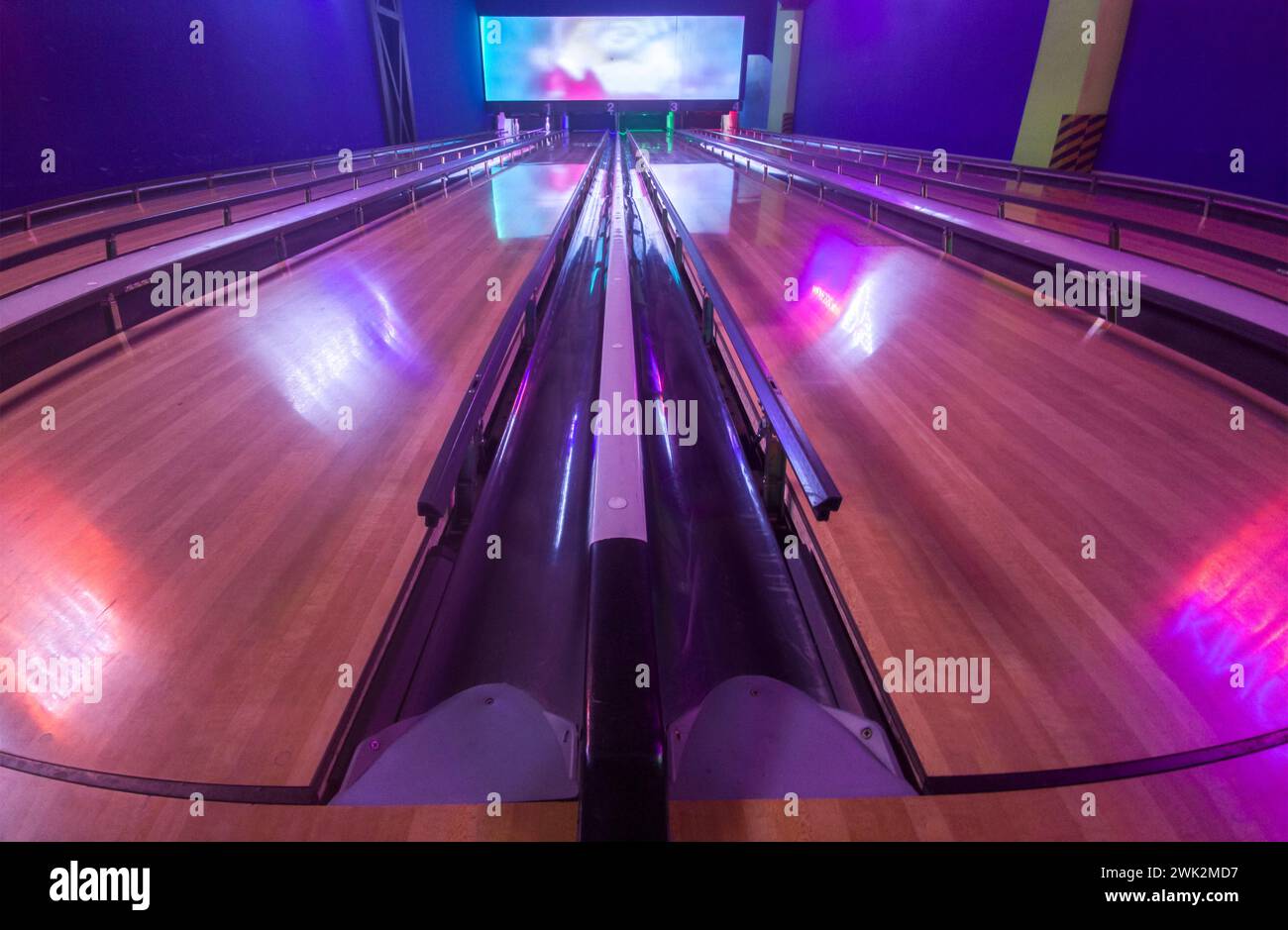 Four lane bowling alley with bumpers on for kids and beginners. These ...