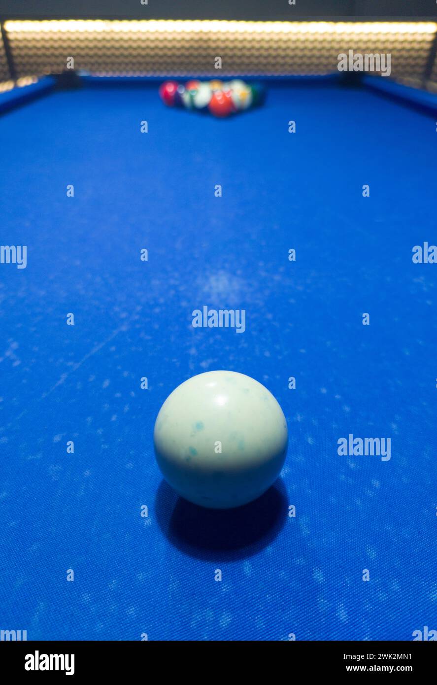 Full rack ready for the break shot. Eight-ball pool game at six pocket ...