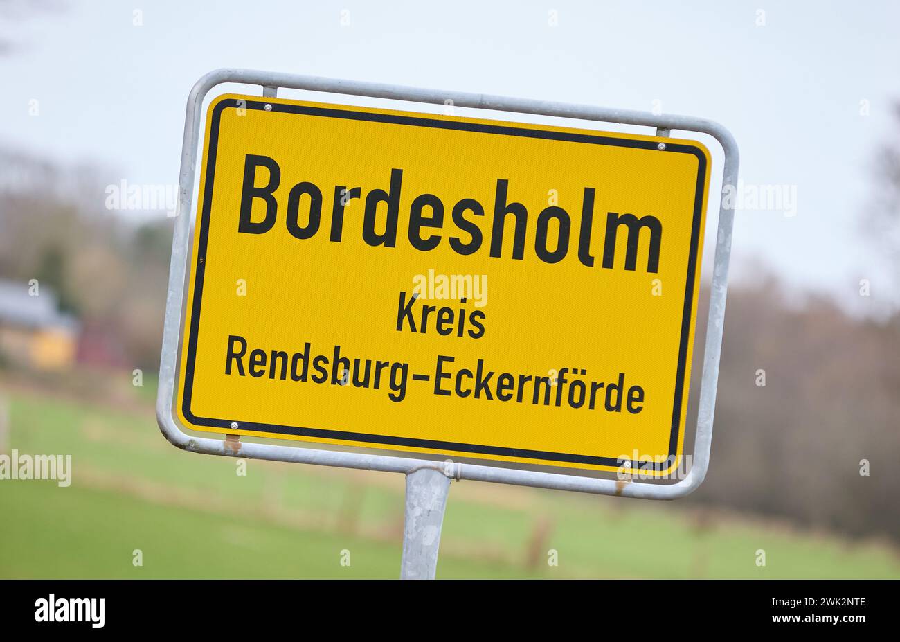 Bordesholm, Germany. 17th Feb, 2024. View of a town sign of Bordesholm ...