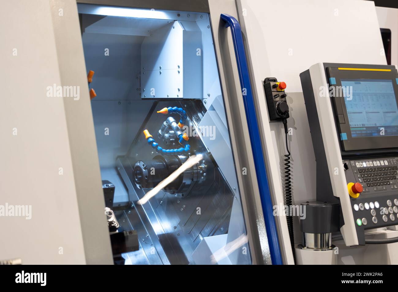 automatic lathe machine for metalworking. modern innovative industry ...