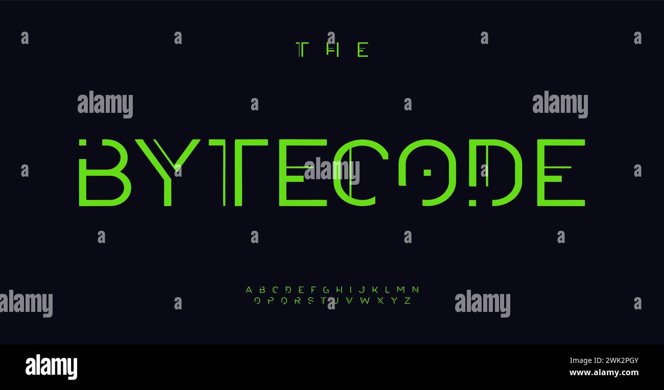 Cyberpunk technological font, techno futuristic letters for tech neo ...