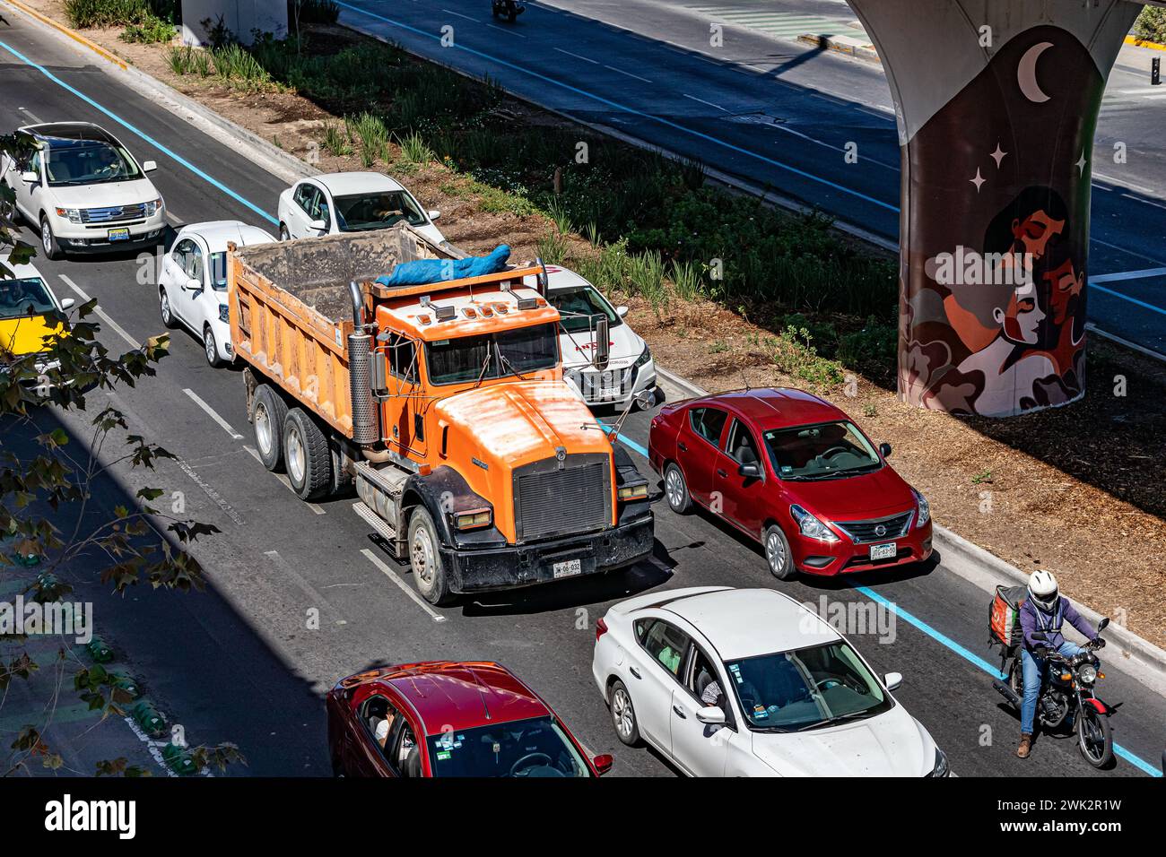 Guadalajara, Jalisco Mexico. January 30, 2023. Aerial view of street ...