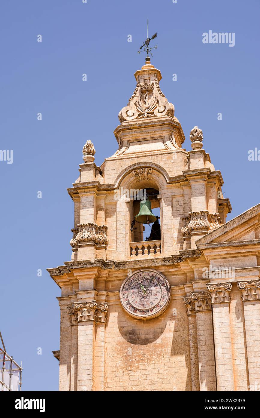 Bell tower of St. Paul's Cathedral in Mdina (Malta Stock Photo - Alamy