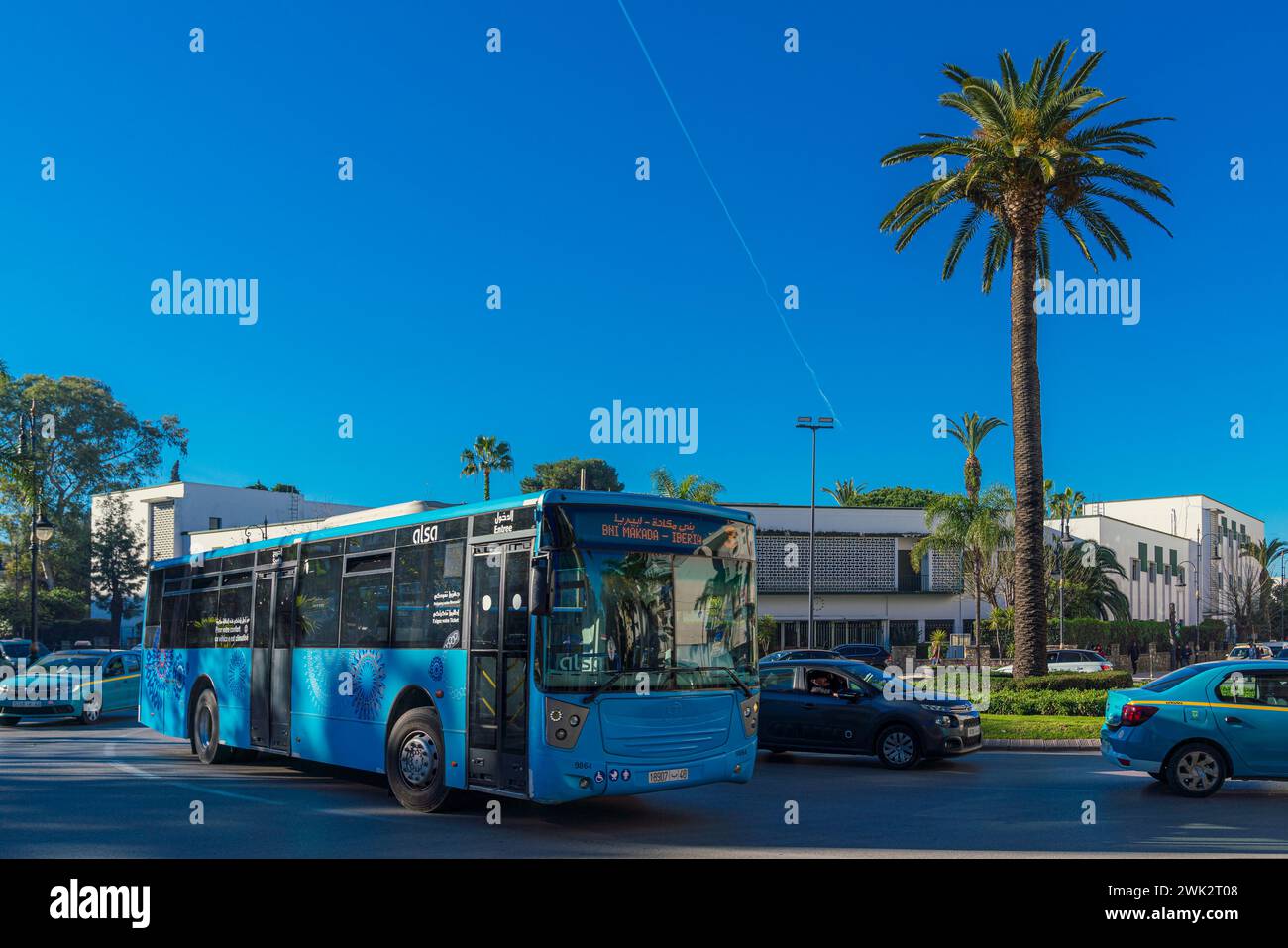 Tanger, Morocco. January 24. Urban bus of the city of Tangier operated ...