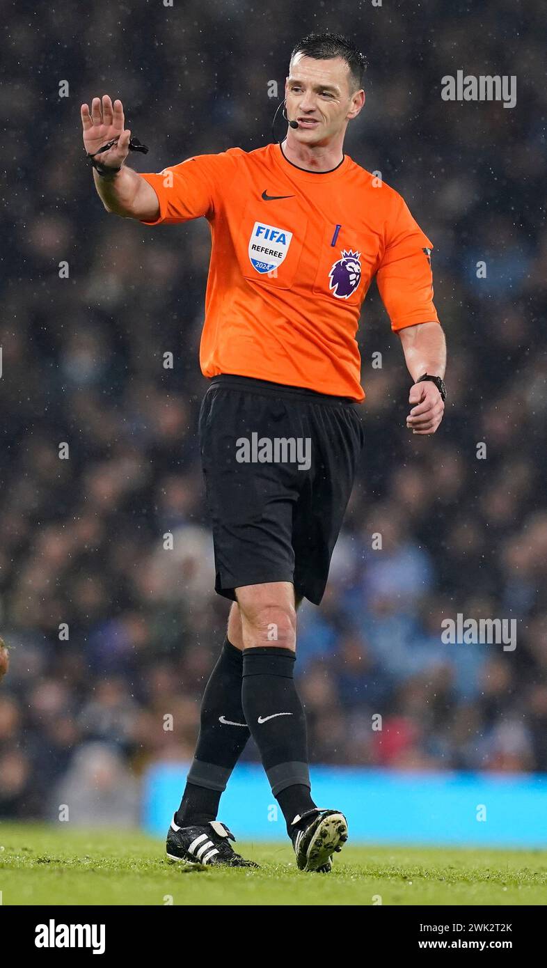 Manchester, UK. 17th Feb, 2024. Referee Andrew Madley during the ...