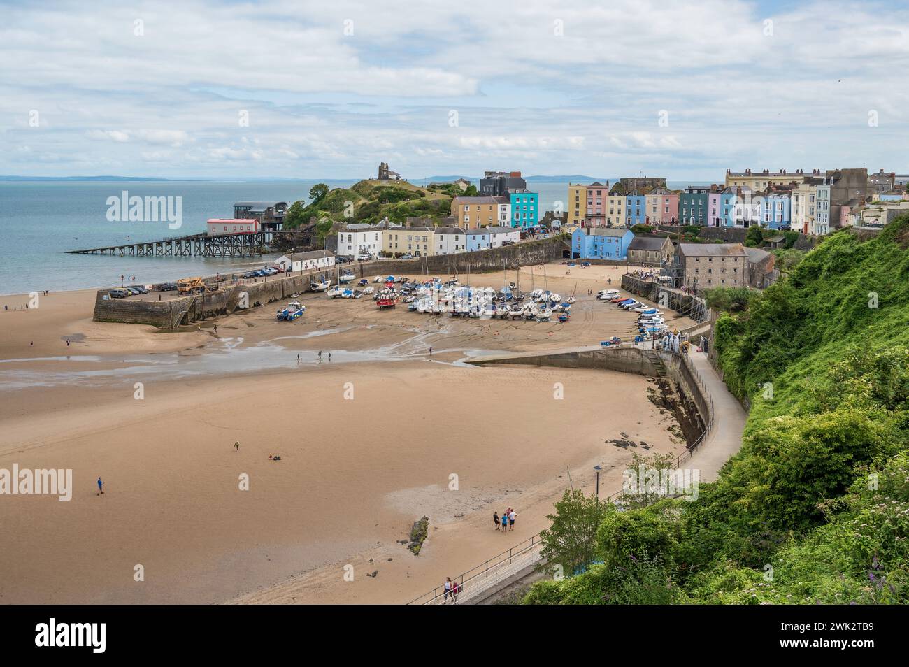 View of Tenby's north beach, on a summers day. Tenby is located on the ...