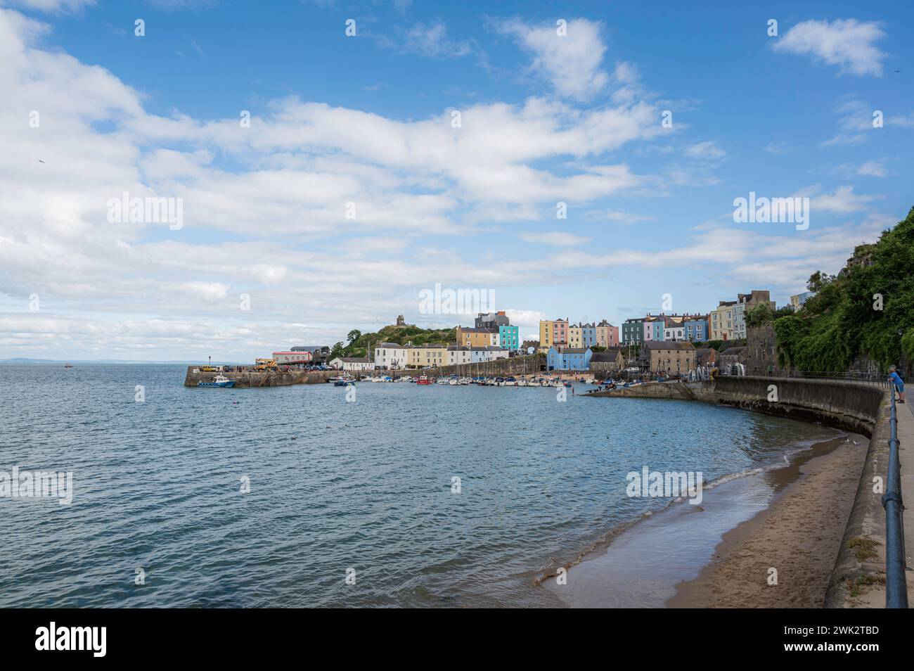 View of Tenby's north beach, on a summers day. Tenby is located on the ...