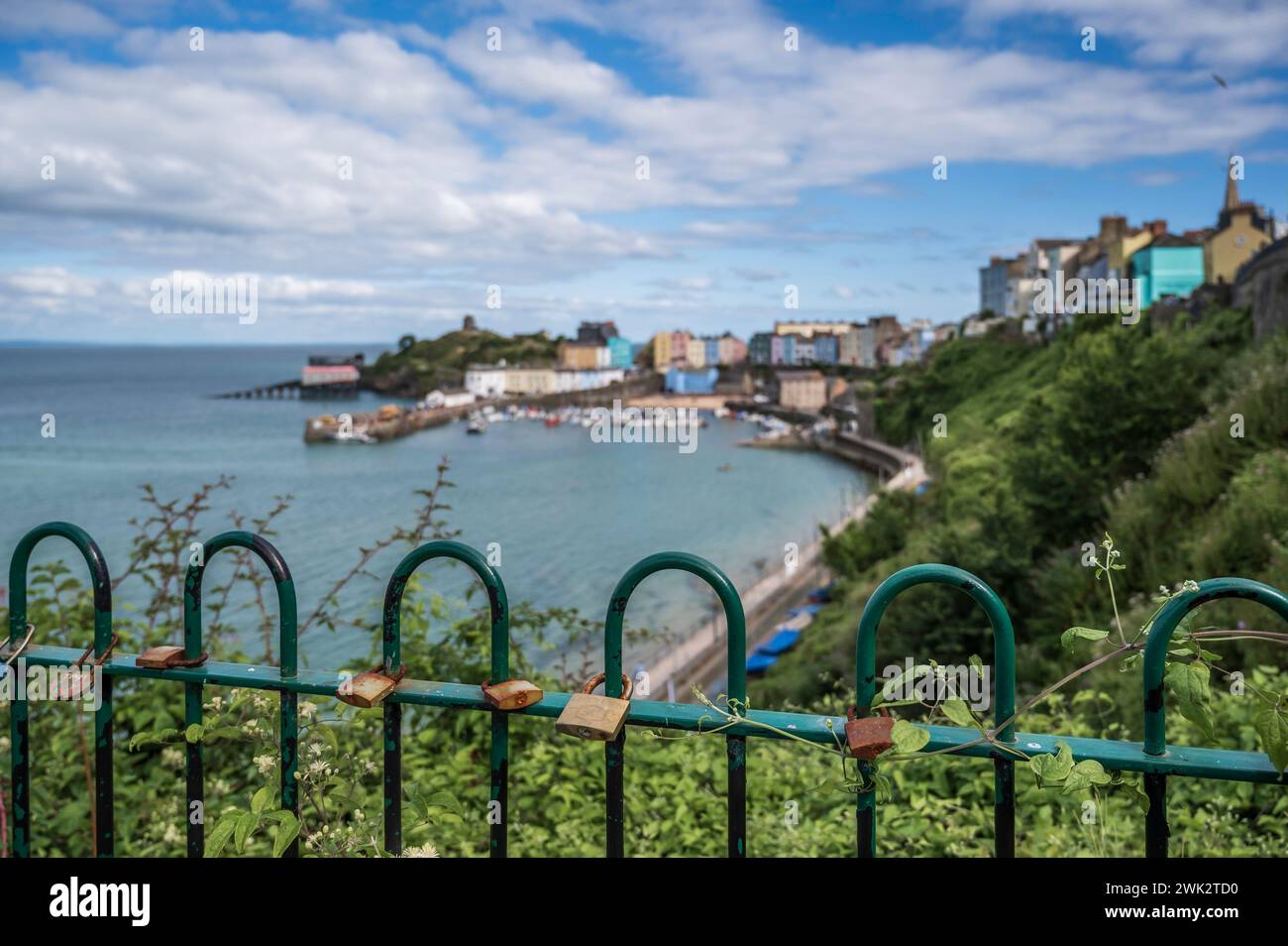 View of Tenby's north beach, on a summers day. Tenby is located on the ...