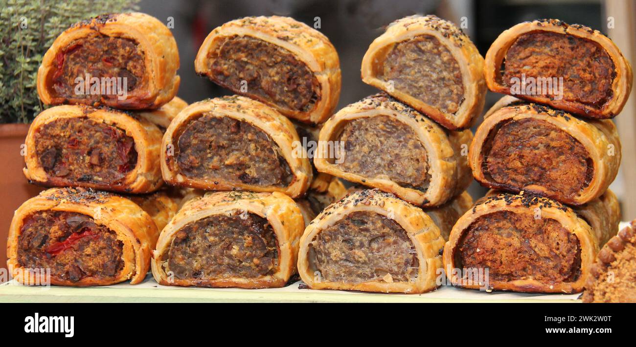 A Display of Different Types of Sausage Rolls Stock Photo - Alamy