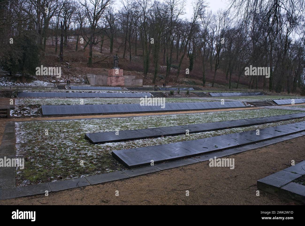 Bad Freienwalde, Germany - Jan 13, 2024: This war cemetery contains the ...