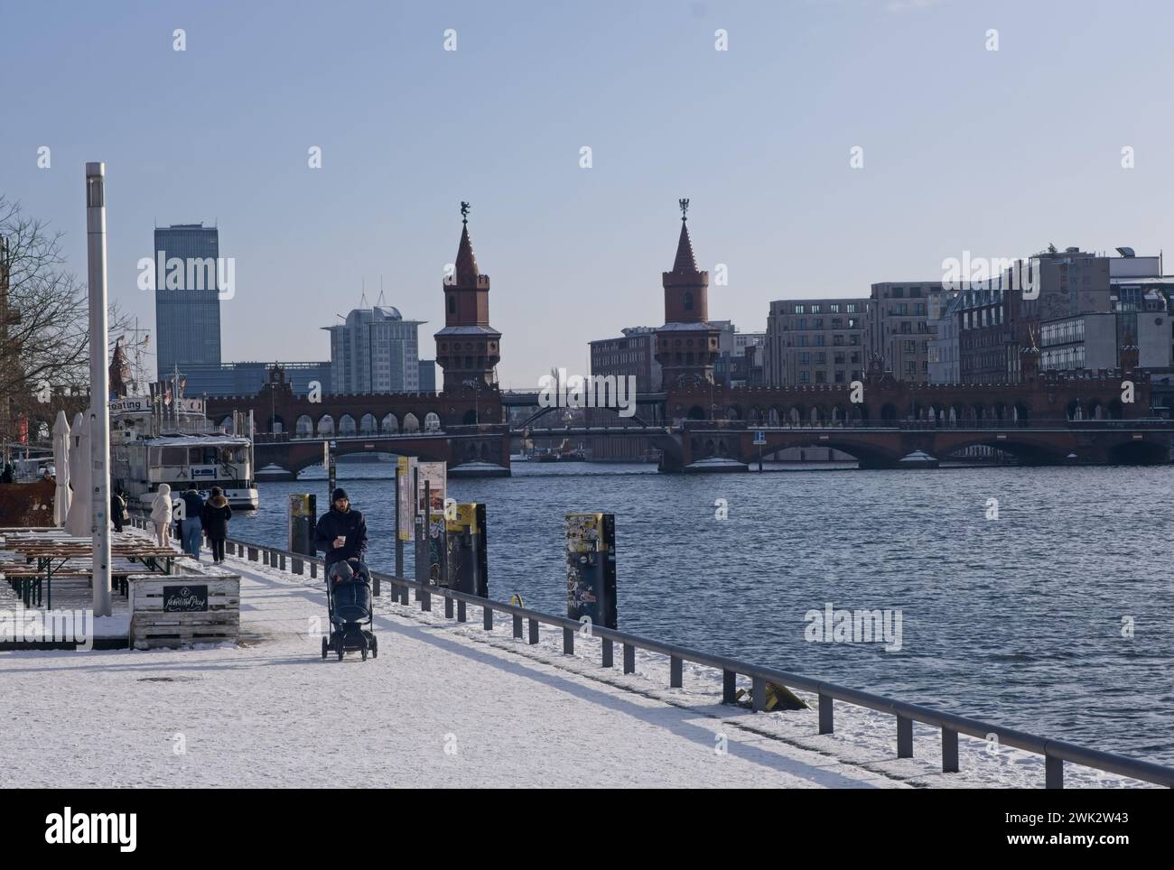 Berlin, Germany - Jan 19, 2024: The Oberbaum Bridge (Oberbaumbrucke) is ...