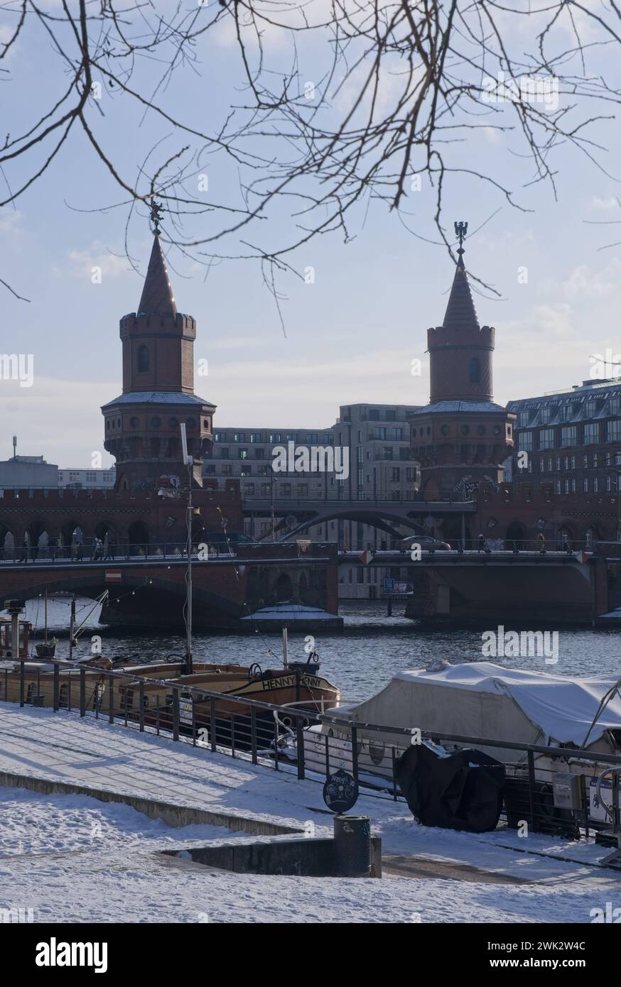 Berlin, Germany - Jan 19, 2024: The Oberbaum Bridge (Oberbaumbrucke) is ...