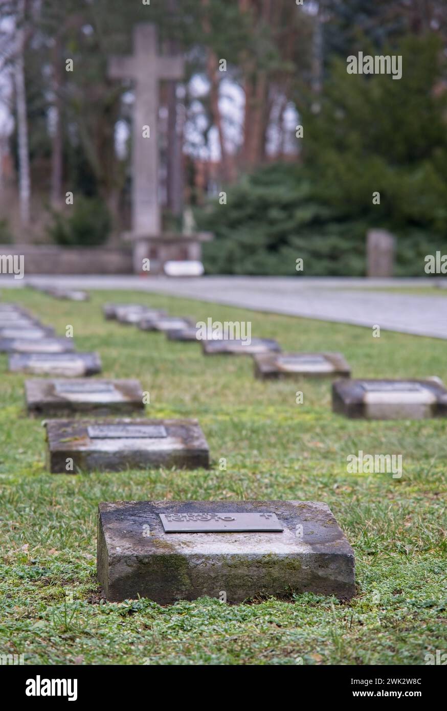 Berlin, Germany - Jan 22, 2024: The Zehlendorf cemetery contains a ...