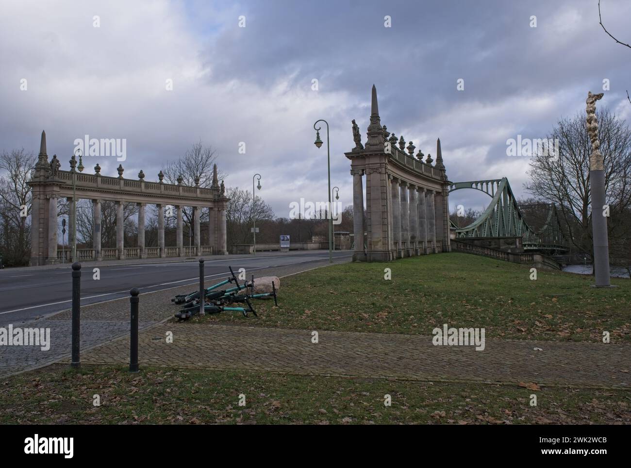 Potsdam, Germany - Jan 23, 2024: Glienicke Bridge. The bridge of spies ...