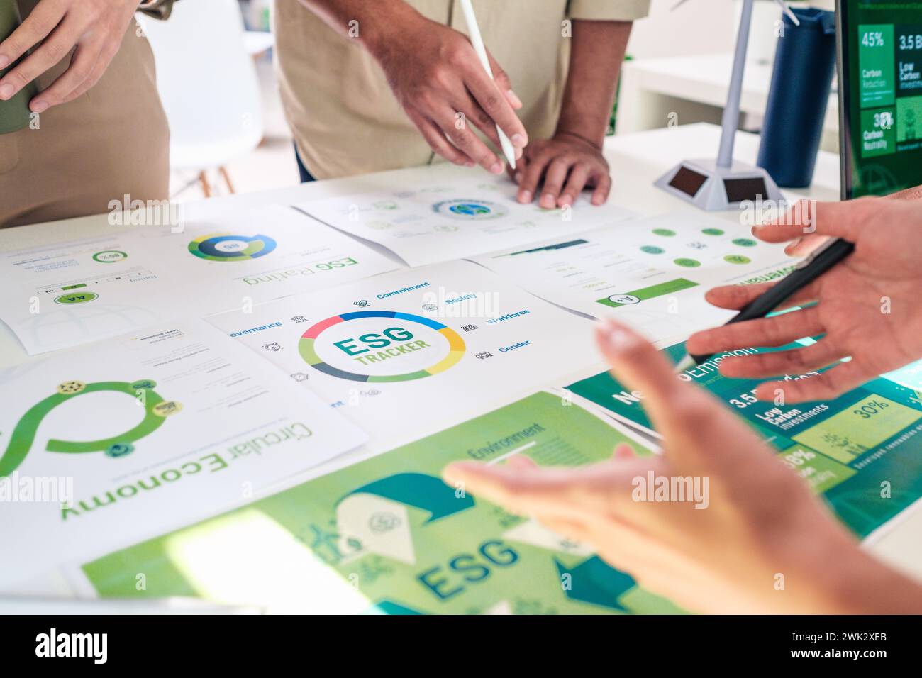 diversity team brainstorming focused on ESG (environment,social ...