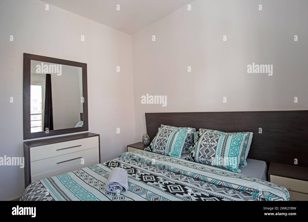 Interior design decor furnishing of luxury show home bedroom showing ...