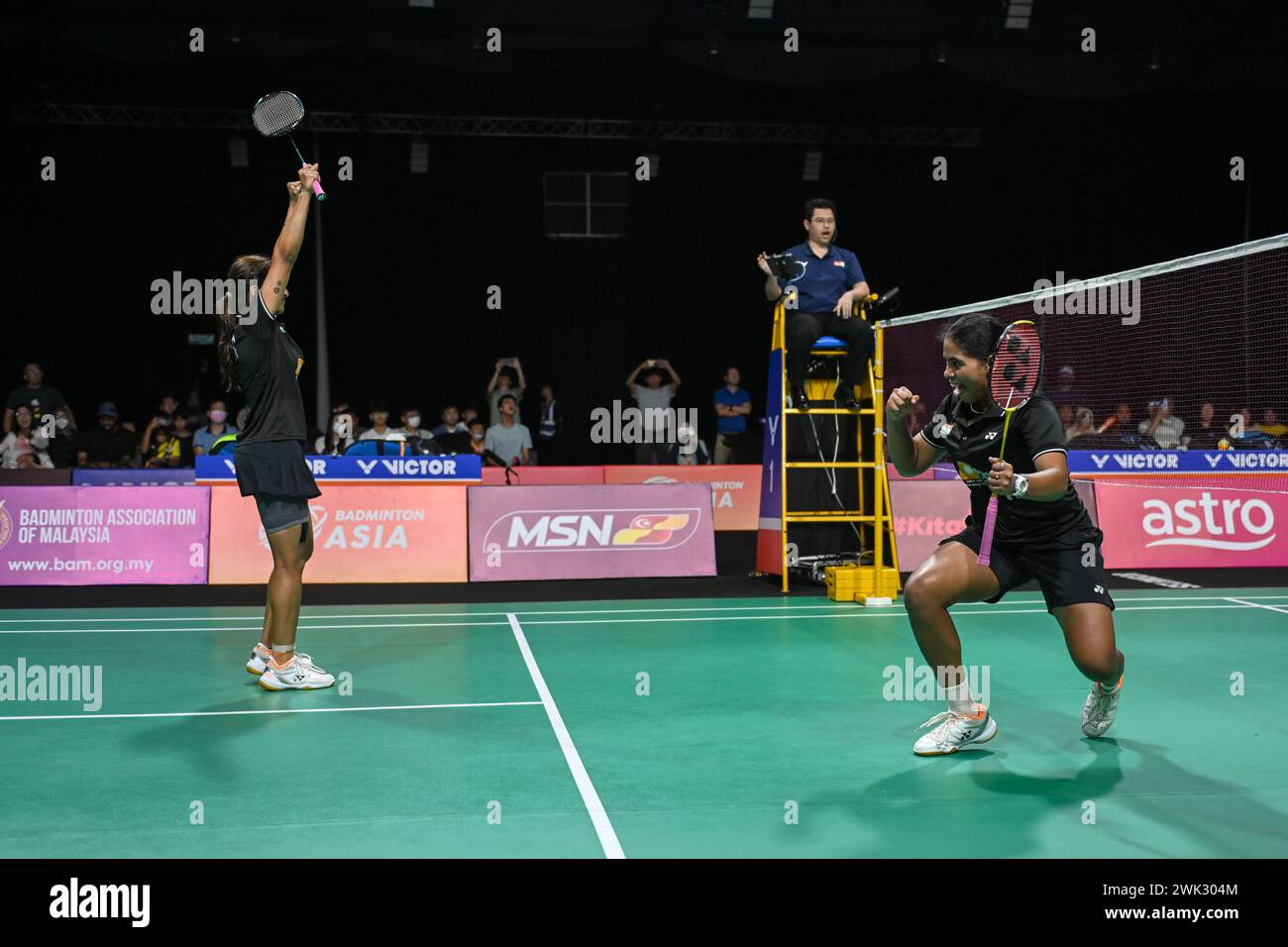 Shah Alam, Malaysia. 18th Feb, 2024. Treesa Jolly(R)/Gayatri Gopichand ...