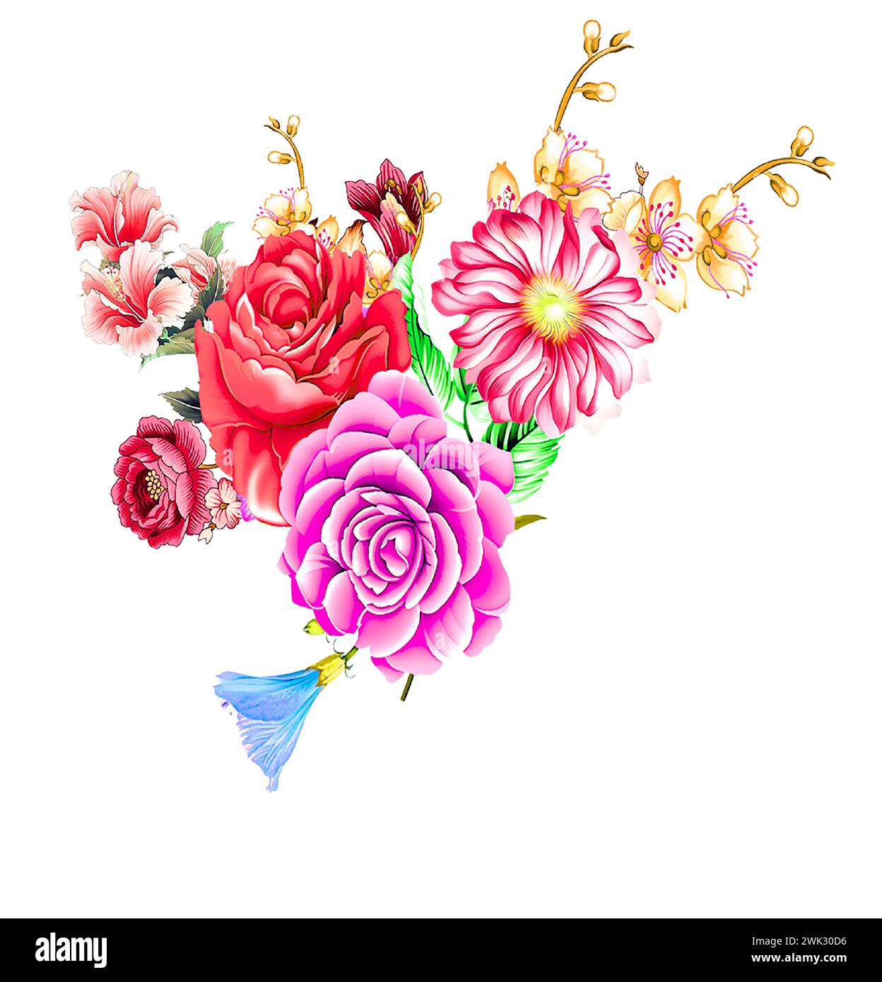 flower and leaves design in textile digital beautiful flower in ...