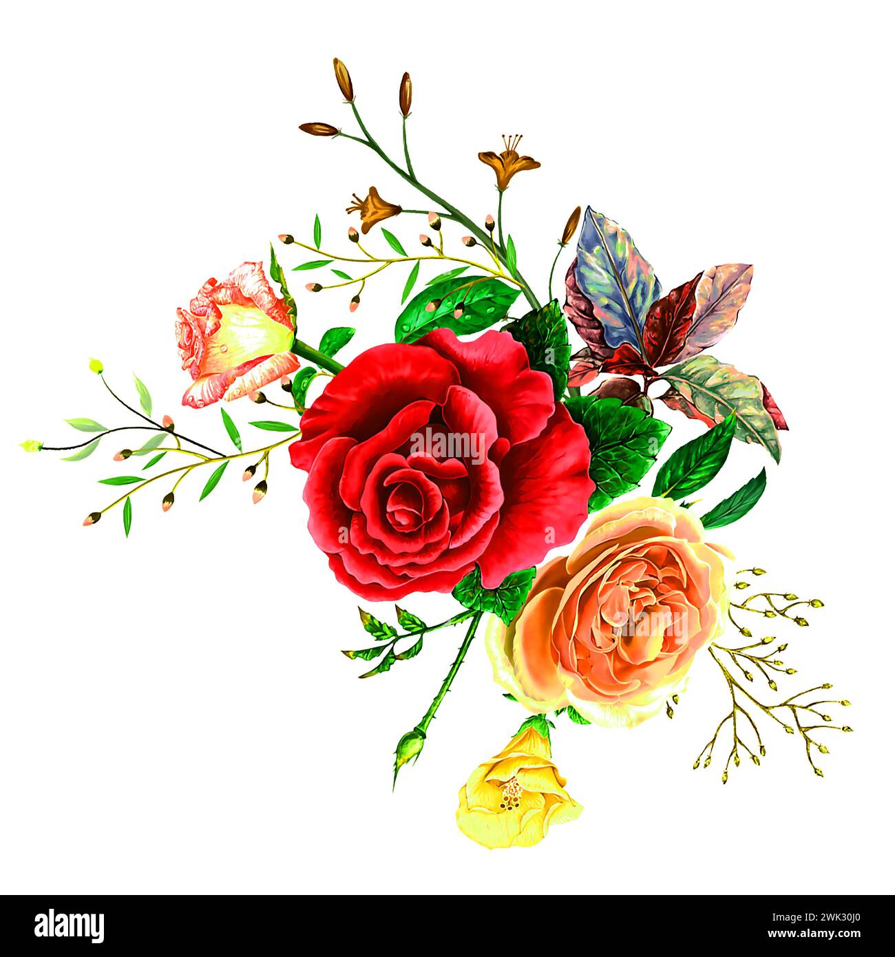 flower and leaves design in textile digital beautiful flower in ...