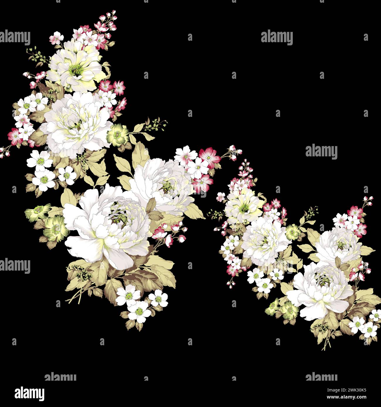 Beautiful white flower wallpaper Stock Vector Images - Alamy