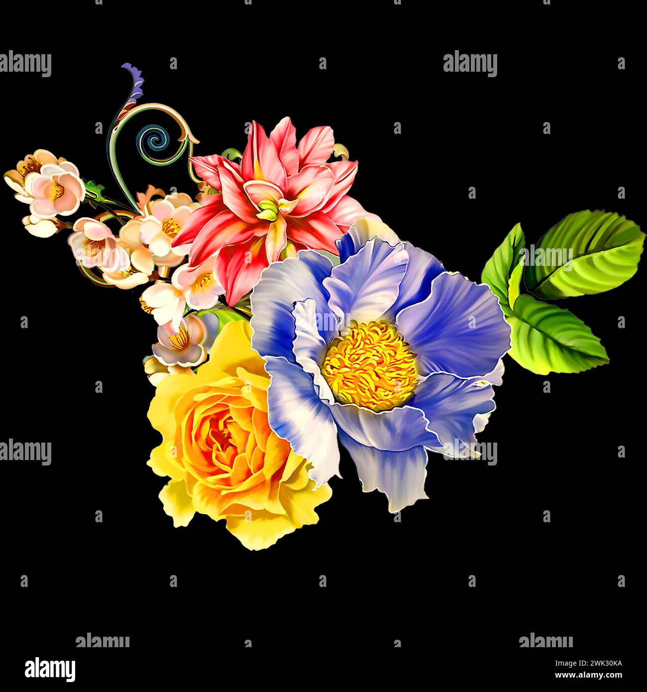 digital textile design flower for digital ladies shirts printing in ...