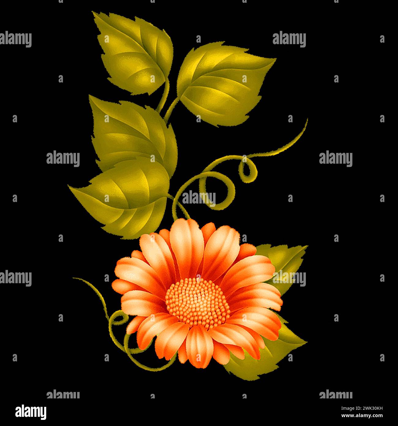Digital textile flower and leaves design with beautiful style and ...