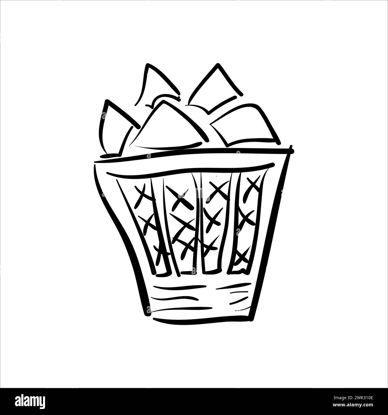 art illustration abstract hand draw vector symbol icon of food basket ...