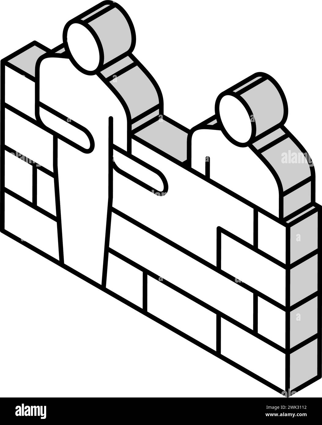 builders building wall isometric icon vector illustration Stock Vector ...