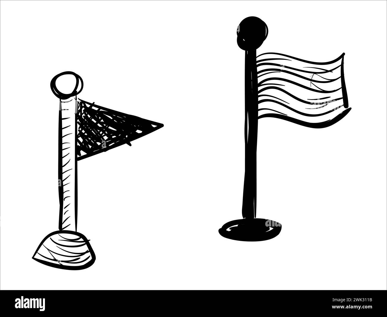 Art Illustration Abstract Hand Draw Vector Symbol Icon Of Black And White Flag Stock Vector