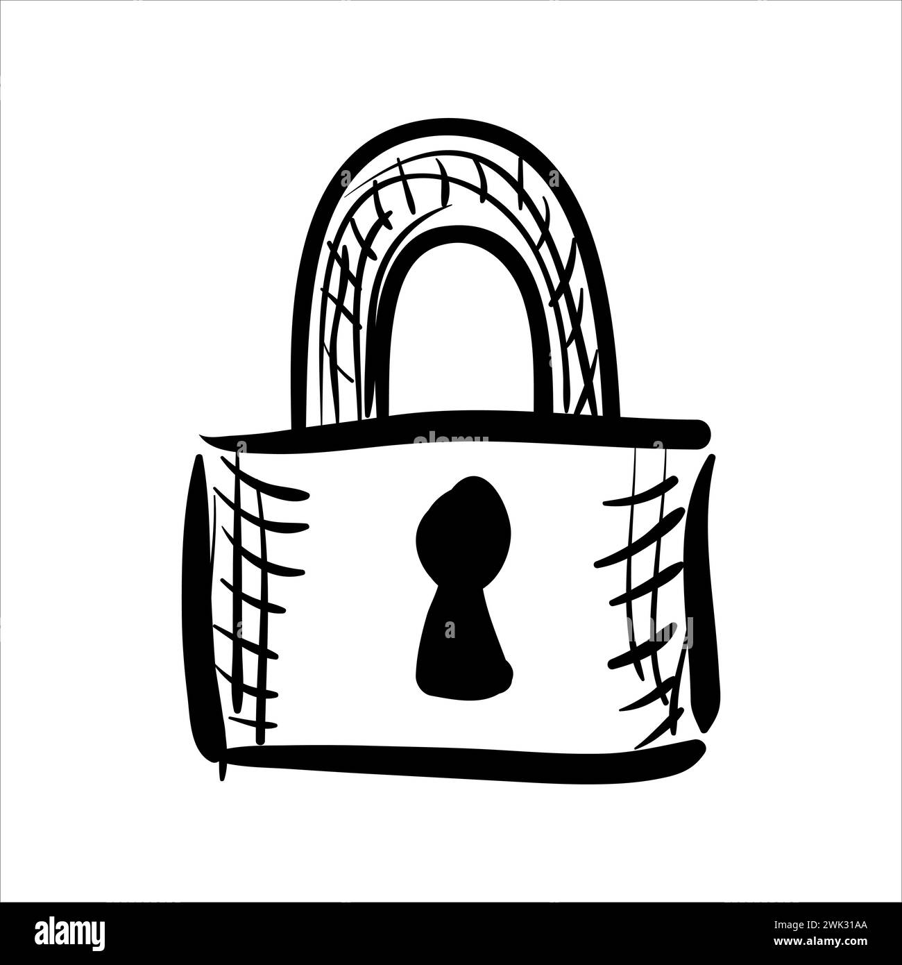 Art Illustration Abstract Hand Draw Vector Symbol Icon Of Padlock Secure Stock Vector Image