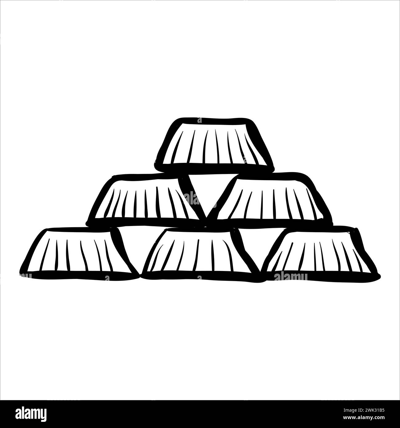 art illustration abstract hand draw vector symbol icon of gold bar ...