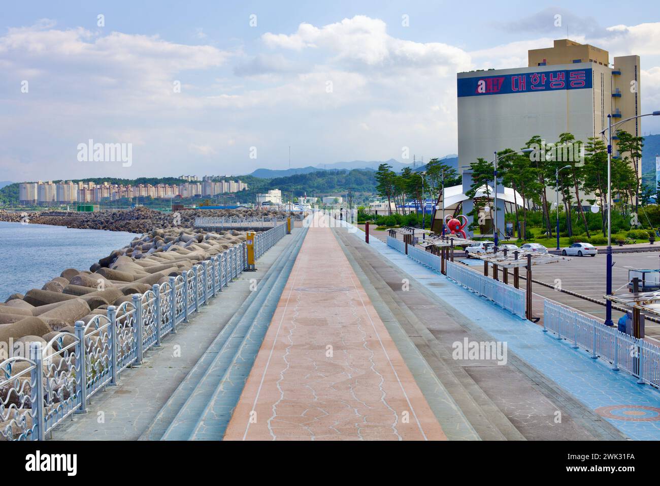 Donghae City, South Korea - July 28th, 2019: A concrete promenade and ...