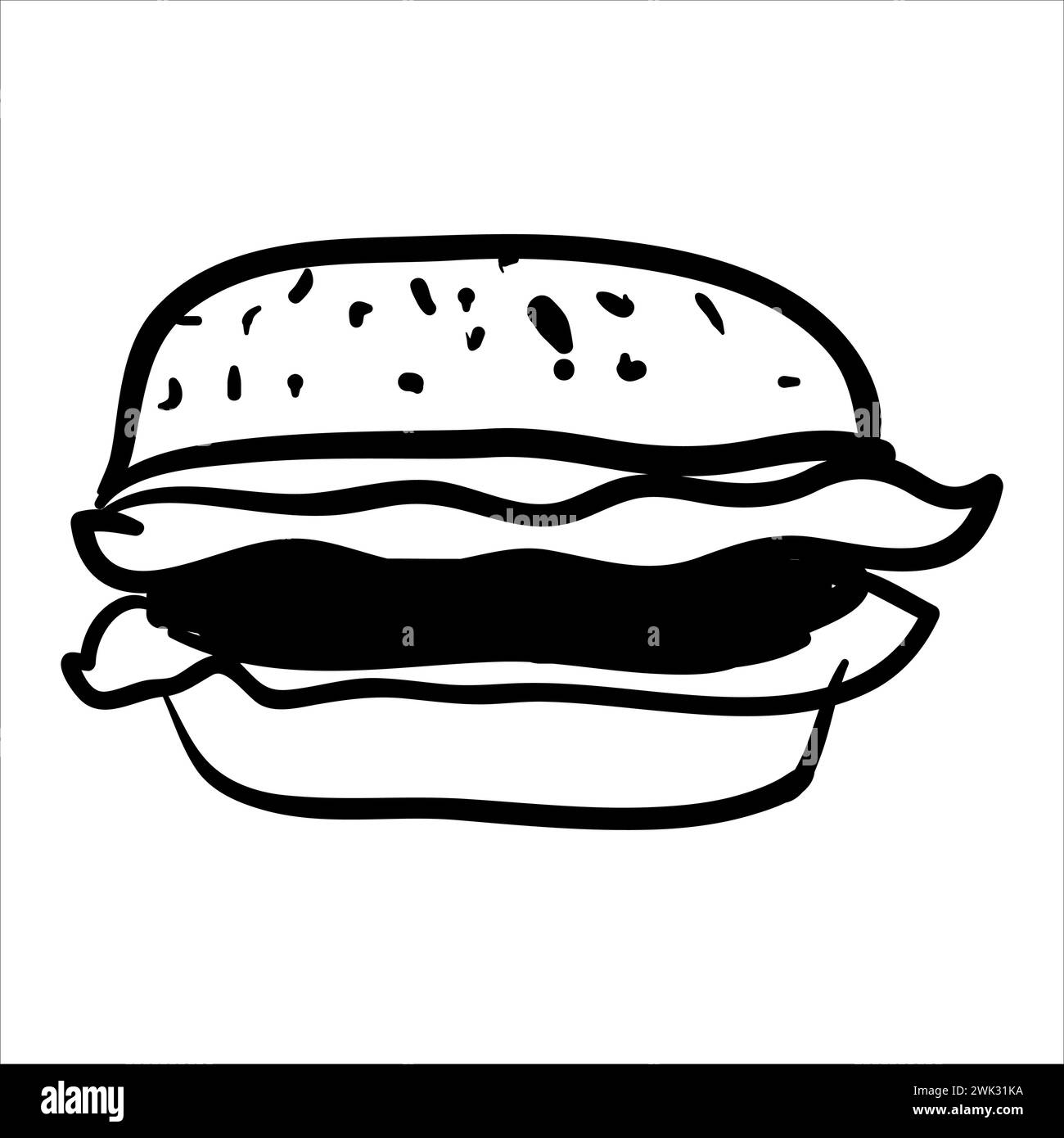 art illustration abstract hand draw vector symbol icon of hamburger ...