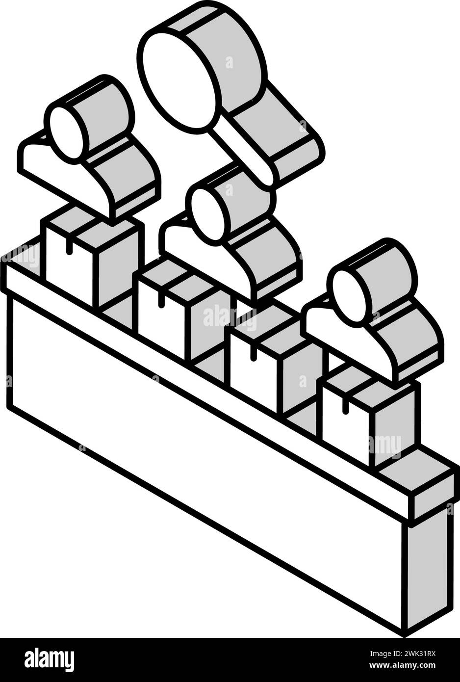 factory employees controlling manufacturing process isometric icon ...