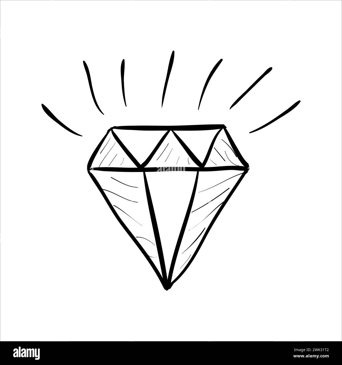 art illustration hand draw vector symbol icon of diamond on white ...