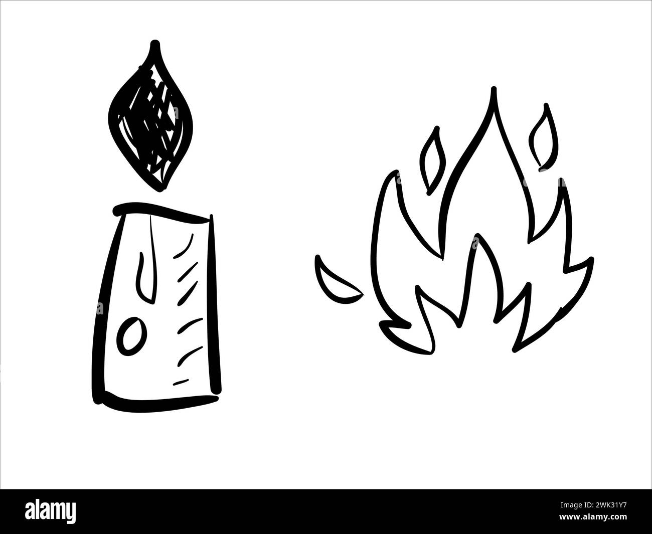 art illustration sketch abstract hand draw vector symbol icon of fire ...