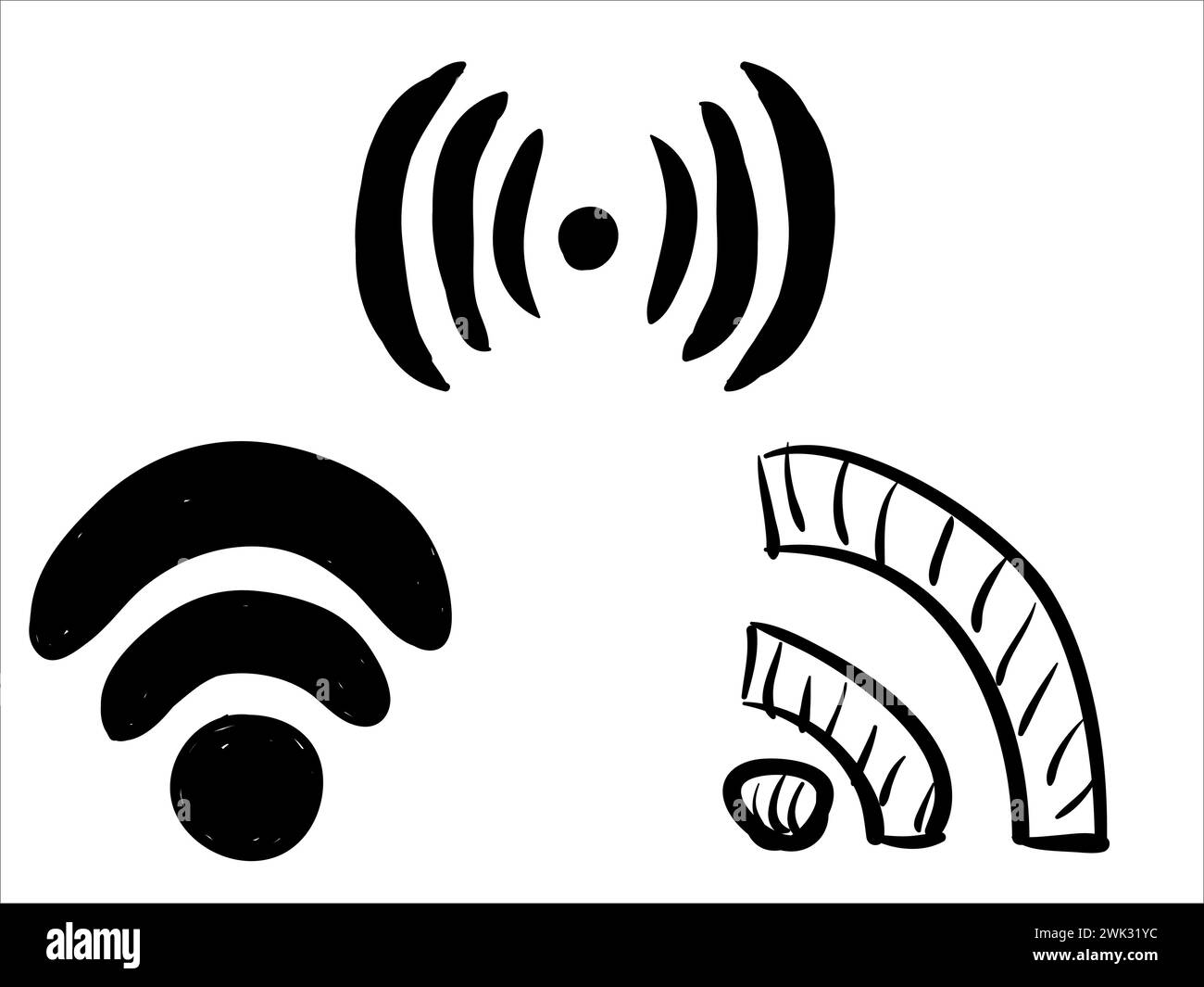art illustration hand draw vector symbol icon of wifi network signal ...