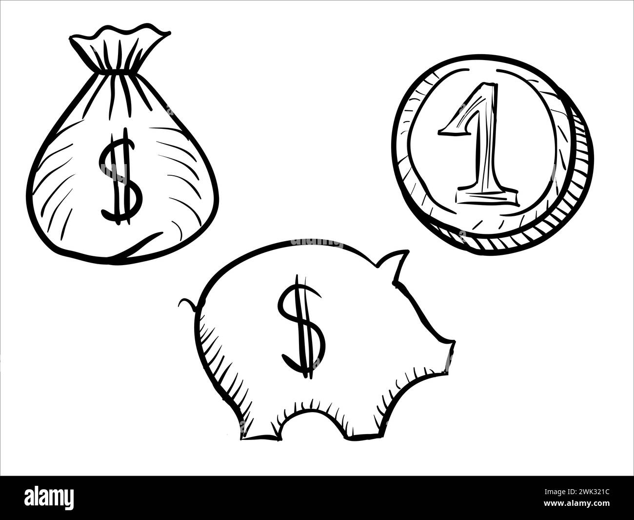 art illustration sketch abstract hand draw vector symbol icon of money ...