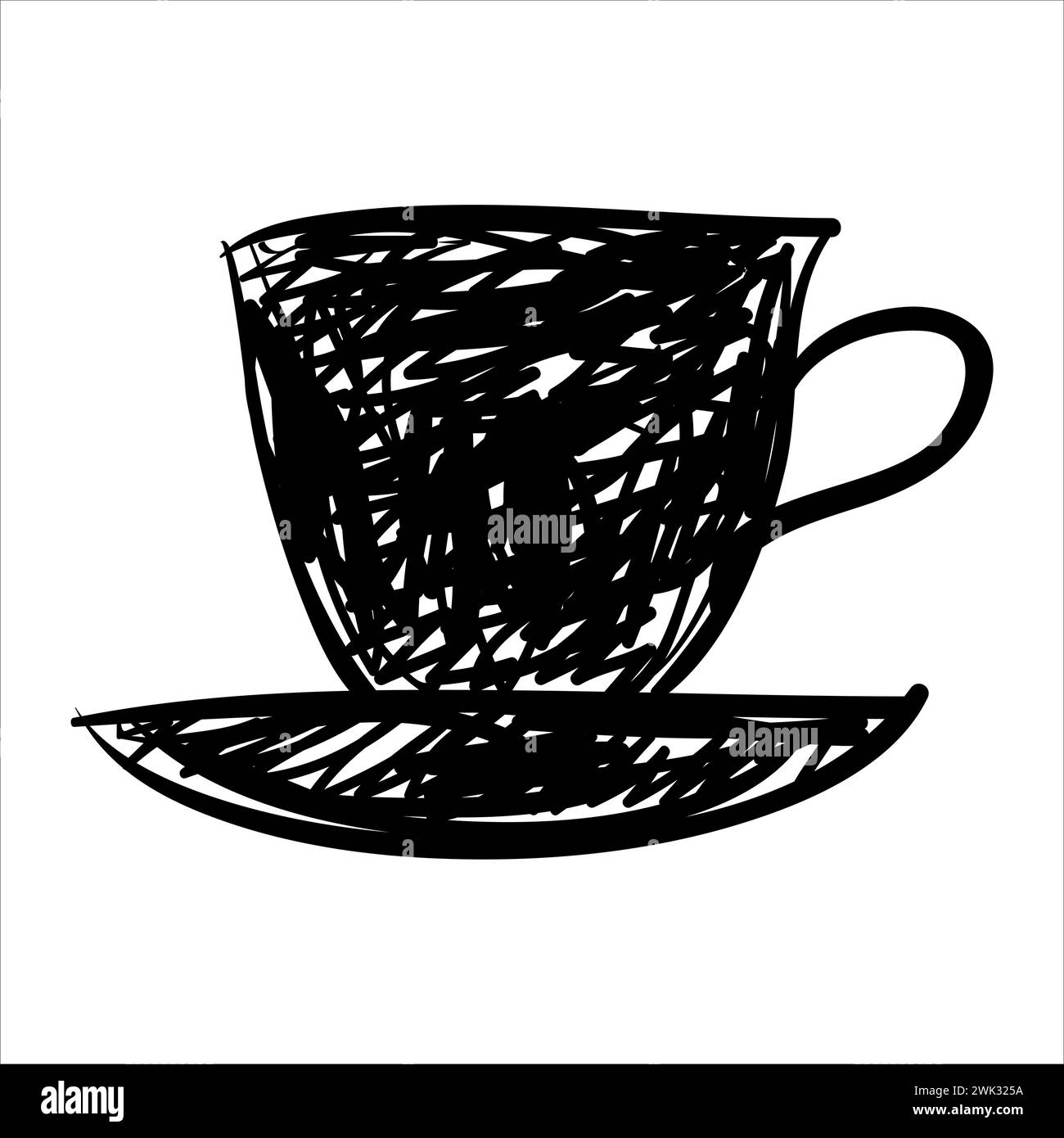 art illustration hand draw vector symbol icon of black cup of coffee ...