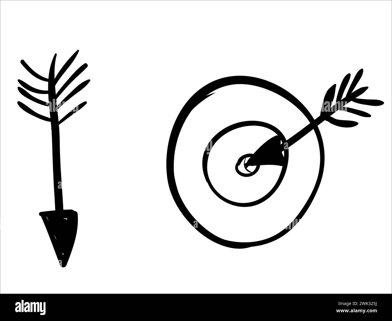 art illustration hand draw vector symbol icon of set target with arrow ...