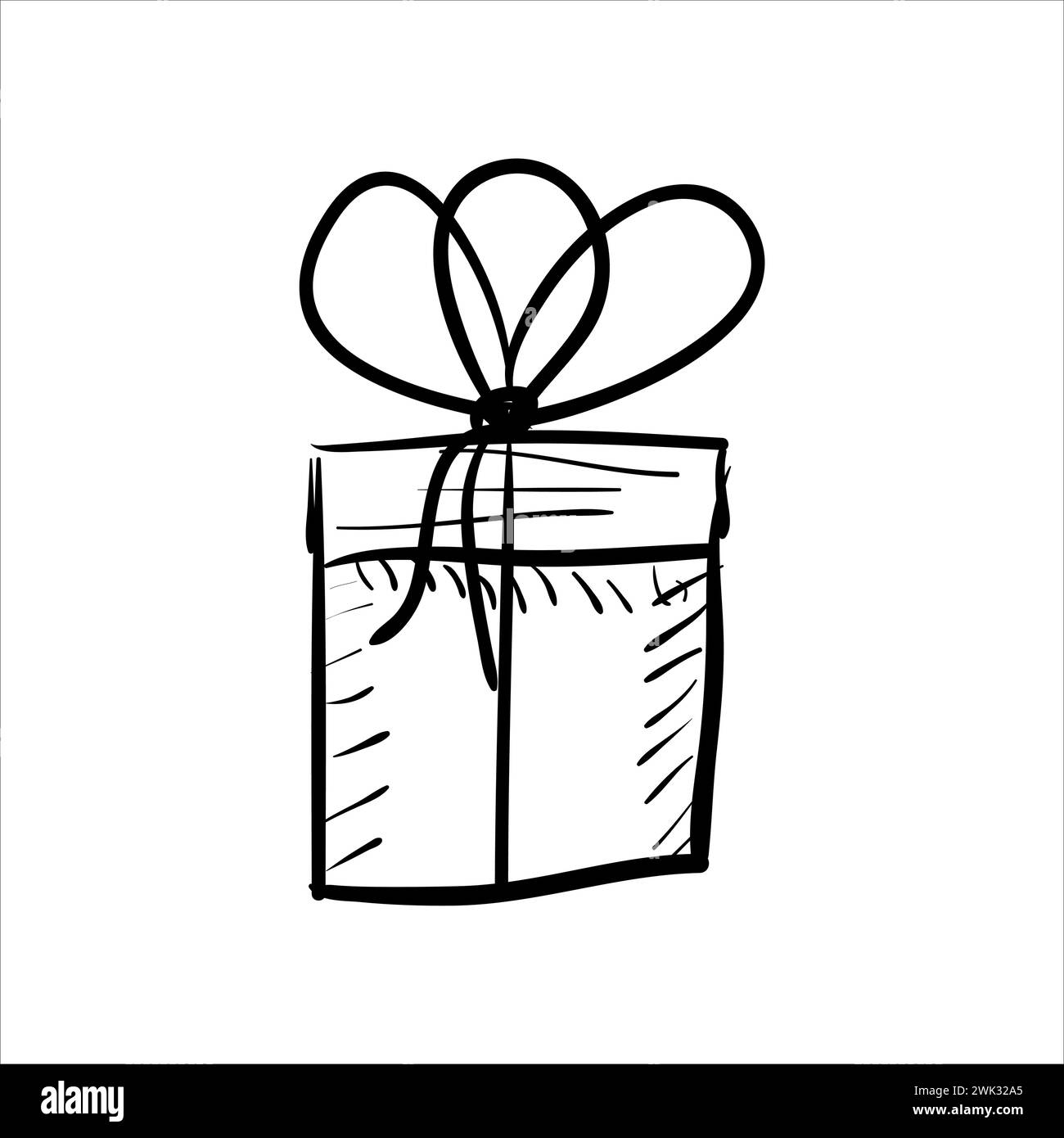 art illustration hand draw vector symbol icon of gift box with ribbon ...