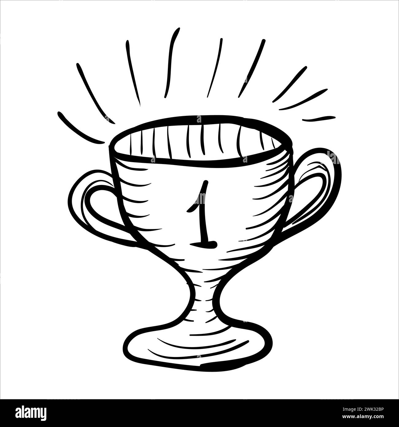 art illustration hand draw vector symbol icon of champ trophy cup Stock ...